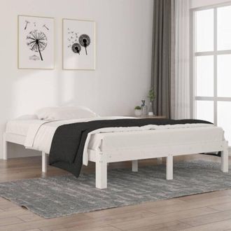 vidaXL Cadre de lit sans matelas blanc bois de pin massif 140x200 cm Vidaxl