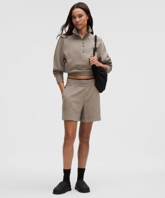 lululemon Scuba Shorts mit hohem Bund Waffelmuster für Frauen - 13 cm - Größe XL in Heathered Warm Ash Grey