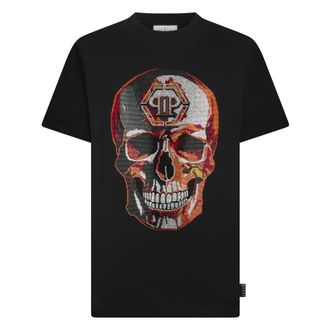 Philipp Plein Rundhals-T-Shirt Lava Skull Stones - - Tops - Herren - Schwarzk - 2XL