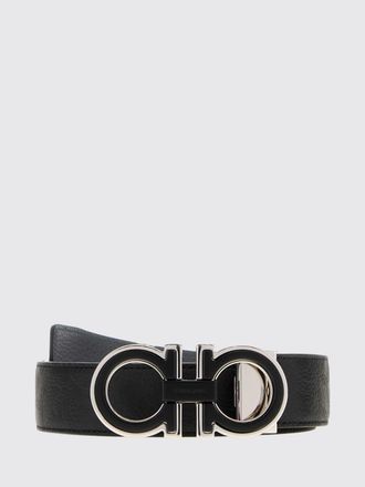 Ferragamo Ceinture r&eacute;versible Gancini en cuir de veau avec boucle argent&eacute;e