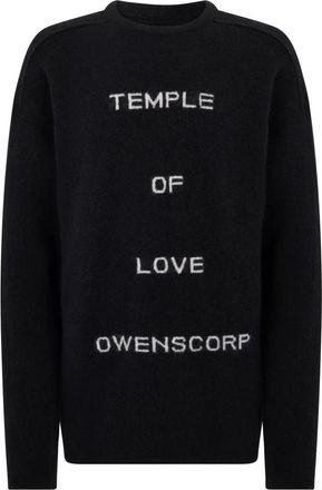 Rick Owens Homme, Pulls, Noir, Taille: M Temple Round Neck Sweater
