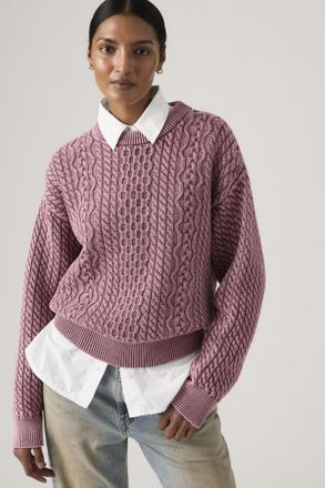 Levi's Leilah Pullover mit Zopfmuster und Rundhalsausschnitt - Damen - Rosa / Rosa