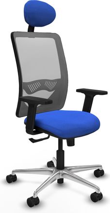 Piqueras y Crespo B&uuml;rostuhl mit Netzr&uuml;ckenlehne mit 2D-Armlehnen, h&ouml;henverstellbarer Lendenwirbelst&uuml;tze und festem Kopfteil, ausgestattet mit Sincro 3 Positionen und Sc