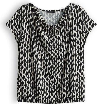 OPUS Print-Shirt SAPAYA MOTION mit All-Over-Print Wasserfallkragen erg&auml;nzt die weiche Drapierung