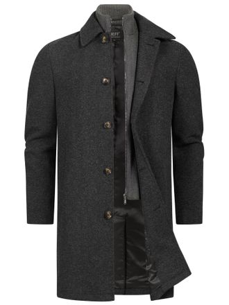 JEFF Herren JFTyler Klassischer Herrenmantel mit Strickeinsatz | Winterjacke Mantel f&uuml;r M&auml;nner Charcoal Mix, XL