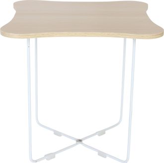 Relaxdays Beistelltisch, HxBxT: 40 x 40 x 40 cm, skandinavisch, MDF & Metall, eckiger Sofatisch, Couchtisch, Natur/wei&szlig;