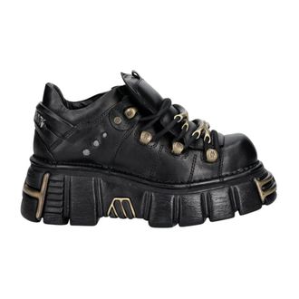 New Rock Schn&uuml;rstiefeletten mit Plateau - - Shoes - Damen - Schwarzk - 37 EU