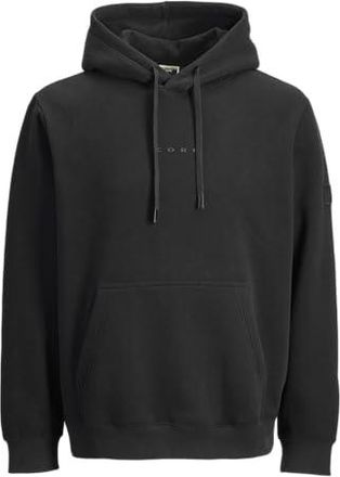 Jack & Jones Badge Hood BF Jcopoint Sweat &agrave; Capuche avec Logo, Noir, M Homme
