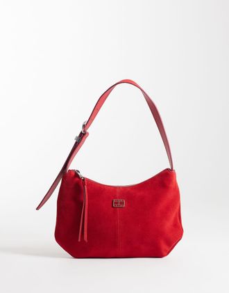 Tommy Jeans Weiche Wildleder-Schultertasche in Rot