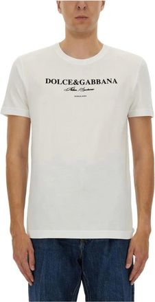 Dolce & Gabbana Homme, Tops, Blanc, Taille: L T-shirt ras du cou en coton