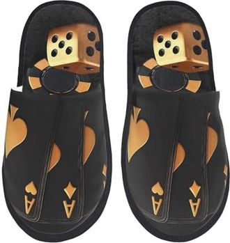 Generic Cartes De Casino &Agrave; Jouer Unisexe Chaussures De Maison Chaud Slippers Antid&eacute;rapantes Chaussons Pour Ext&eacute;rieur Int&eacute;rieur Hiver L