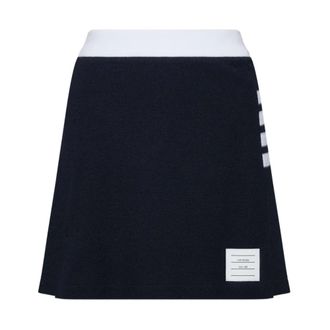 Thom Browne Femme, Jupes, Bleu, Taille: 36 FR Jupe pliss&eacute;e &agrave; plis creux en piqu&eacute; textur&eacute;