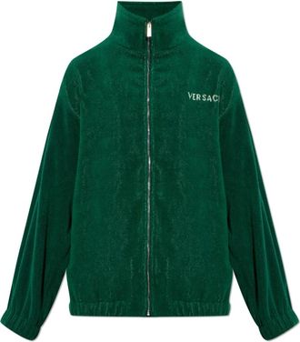 Versace unisex, Sweatshirts et sweats &agrave; capuche, Vert, Taille: 2XL Cotton-Terry Jacquard Zip SweaT-shirt