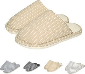 Generic Pantoufles ray&eacute;es pour homme et femme en peluche, chaudes et confortables, en mousse &agrave; m&eacute;moire de forme, semelles antid&eacute;rapantes pour int&eacute;rieur et ext