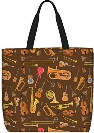 Generic Sac Fourre-Tout Mod&egrave;le DInstrument De Musique Trompette Sac &Agrave; Bandouli&egrave;re En Toile Avec Poign&eacute;es Lavables Sacs En Toile, Pour &Eacute;cole, Voyage, Burea, Sh