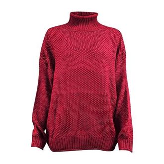 Generic Pull surdimensionné à col roulé pour femme, grande taille, pull à col roulé torsadé pour lautomne et lhiver, couleur unie, ample, épais, décontracté, 