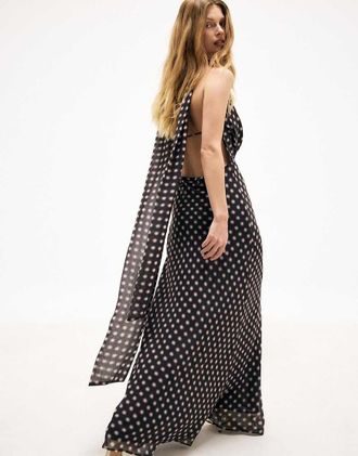 NA-KD Robe longue en mousseline imprim&eacute;e sur lensemble avec foulard &agrave; effet cascade-multicolore
