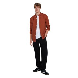 Farah Button-Down-Hemd f&uuml;r Herren, Oxford-Stil, Lang&auml;rmlig (Teakholz Braun)