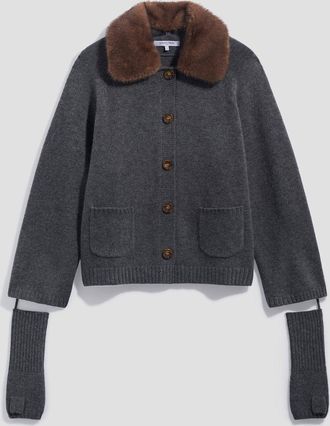 Gerard Darel Gilet en cachemire avec col et mitaines - RHIZA - Gris Chin&eacute;