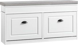 SoBuy Meuble Chaussure Rangement Chaussure Banc Chaussures Entrée - 2 Abattants avec Coussin Amovible, Coffre de Rangement Étagère pour Entrée Étroit L104xP