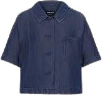 Giorgio Armani Femme, Blouses et Chemises, Bleu, Taille: 38 FR Chemise courte boxy