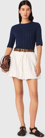 Maje Rundhalspullover Mit Strass - Marineblau - Maje