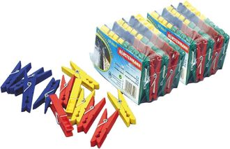 Bürstenmann 2er Vorratspack Wäscheklammern aus Kunststoff 100 Stück mit nichtrostenden Metallfedern