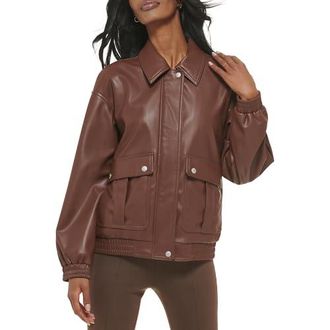 Levi's Womens Faux Leather Lightweight Dad Bomber Jacket Cuir synth&eacute;tique, Marron Chocolat, XL Femme