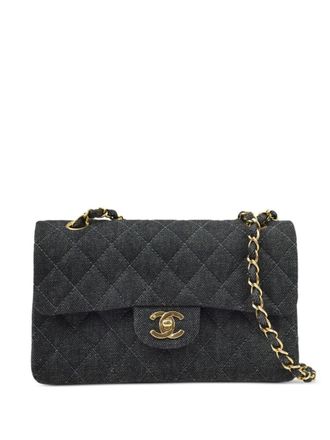 Chanel petit sac porté épaule Double Flap (1998) - Noir
