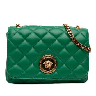 Versace Green Small Quilted Nappa Medusa Chain Crossbody