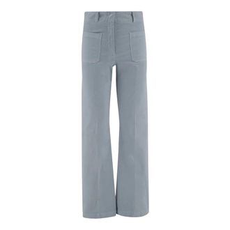Ql2 Quelledue Stretch Cotton Velvet Pants - - Trousers - Damen - Blau - S