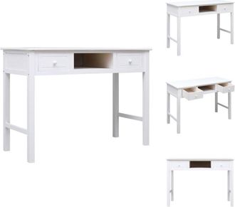 vidaXL Vidaxl - Schreibtisch Weiß 108x45x76 cm Massivholz Paulownia - Holzsreibtisch - Schreibtisch Weiß - Paulownia Holz - Bürotischl - Computertisch