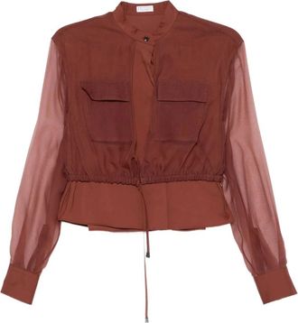 Brunello Cucinelli Femme, Blouses et Chemises, Rouge, Taille: 38 FR Chemise en coton, polyamide et soie