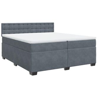 vidaXL Boxspringbett mit Matratze Dunkelgrau 200x200 cm Samt Vidaxl