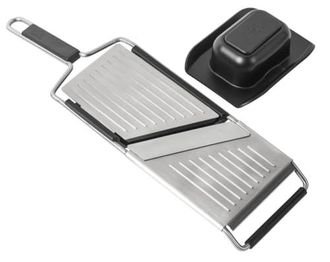 Kuhn Rikon Mandoline essentielle, acier inoxydable, lame tranchante, r&eacute;glable en continu jusqu&agrave; 0,5 cm