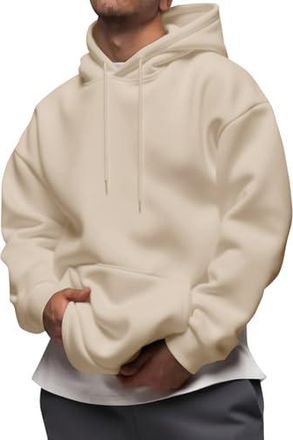 Minetom Sweat A Capuche Homme Basique Hoodie &Agrave; Manches Longues Couleur Unie Pull avec Poches Et Cordon De Serrage A Abricot 3XL