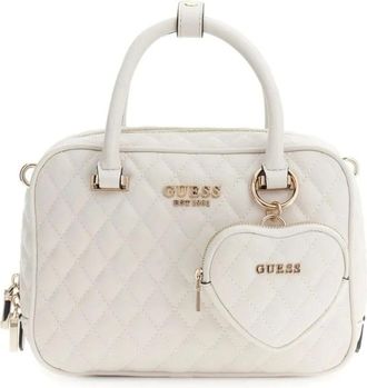 Guess Femme, Sacs, Blanc, Taille: ONE Size Sac &agrave; main compact &agrave; fermeture &eacute;clair