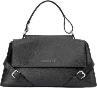 Orciani Femme, Sacs, Noir, Taille: ONE Size Hammered Leather Shoulder Bag