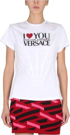 Versace Femme, Tops, Blanc, Taille: 34 FR Crowling Logo Print 10