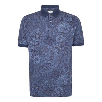 Etro Homme, Tops, Bleu, Taille: 2XL Polo Roma en Piqu&eacute; de Coton