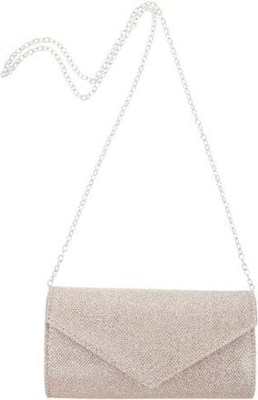 PartyKindom Sac Soirée Pochette Femme Brillante Doré Mini Clutch Polyester avec Chaîne Bandoulière pour Mariage et Soirée Élégante