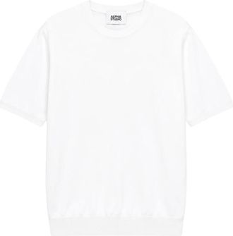 Alpha Studio Homme, Pulls, Blanc, Taille: XL Maille ras du cou