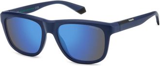 Polaroid Sunglasses Lunettes de soleil rectangulaires &agrave; verres miroir polaris&eacute;s bleus - Bleu