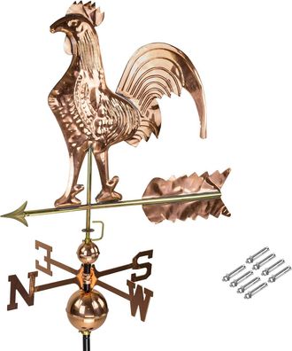 Dema 3D Wetterfahne Hahn aus Kupfer mit Fu&szlig;
