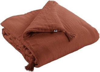 Altobuy OUREA - Chemin de Lit 90x200cm Capitonn&eacute; Gaze de Coton Terracotta
