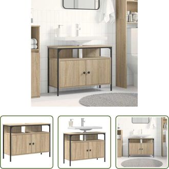 vidaXL Bad Schrank - Waschbeckenschrank mit T&uuml;r Braun 80 x 30 x 60 cm Holzwerkstoff