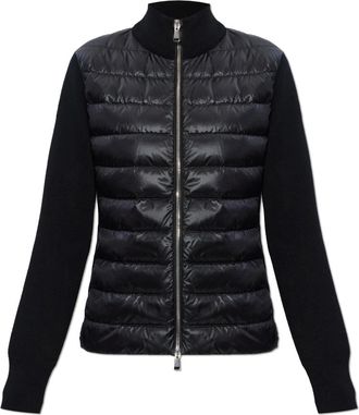 Moncler Femme, Pulls, Noir, Taille: 40 FR Cardigan &agrave; col roul&eacute; avec rembourrage en duvet
