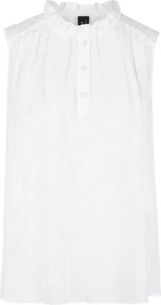 Marc Cain Femme, Tops, Blanc, Taille: 44 FR Top avec volants et broderie florale