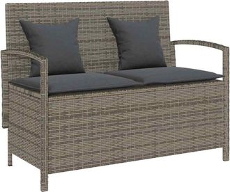 vidaXL Banc de rangement de jardin avec coussin gris r&eacute;sine tress&eacute;e - Vidaxl