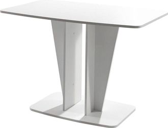 Rodnik Esstisch Polaris 110x70 cm, Säulentisch platzsparend kompakter Esszimmertisch mit abgerundeten Ecken, modern, elegant (Weiß)